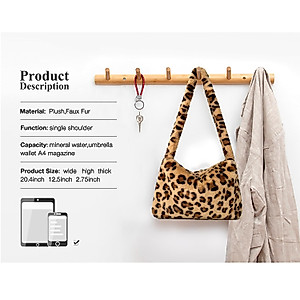 Fuzzy Tote Bag Y2K Fluffy Shoulder Bag Women Furry Purse Large Cute Plush Bag Ladies Faux Fur Bag for Autumn and Winter (Leopard)