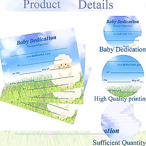 wootile Certificate Baby Dedication Card 8.26 x 11 Inch Baby Dedication Certificate with Baby Lamb Christening Baby Dedication Certificates for Church Gifts 24 Pack (Colorful)