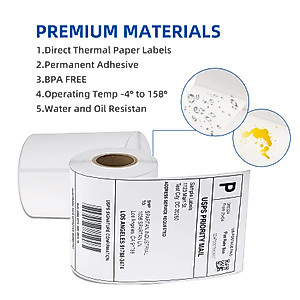 AKOGIRSE 4"x6" Direct Thermal Shipping Labels, 250 Labels/1 Roll, Perforated, Address Mailing Postage Thermal Paper Roll Compatible with MUNBYN, Rollo, Zebra, Jadens, Jiose Printer, Strong Adhesive