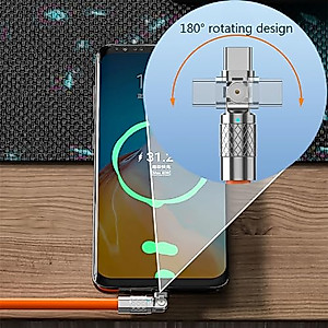 Chubby USB C Cable,180° Rotating USB C Charger Cable,USB A to USB C Charging Cable,Orange,3.3ft,Compatible with Samsung Galaxy S10,Note 9,A11,Moto Z2 (not Compatible with i-Phone)