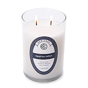 Colonial Candle Egyptian Cotton Scented Jar Candle, Heritage Collection, White, 2 Wick, 11 oz