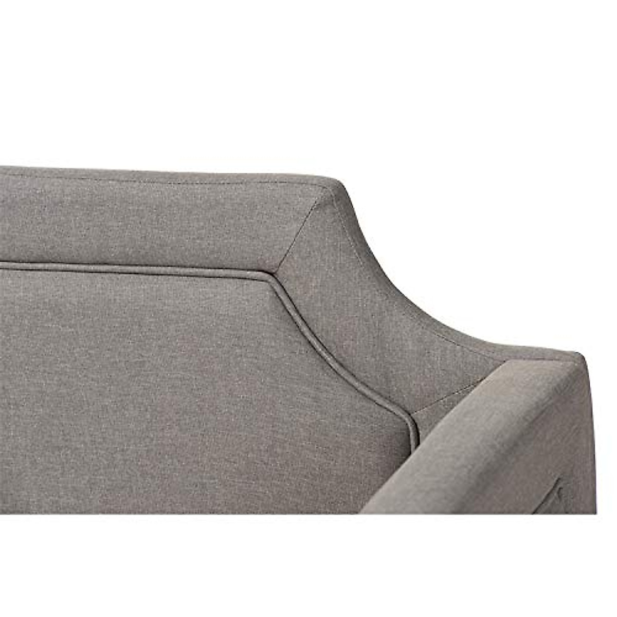 Baxton Studio Parkson Modern and Contemporary Grey Fabric Curved Notched Corners Sofa Twin Daybed with Roll-Out Trundle Guest Bed