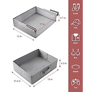 BRUINAGORA Closet Organizers and Storage, Closet Pullout Drawer, Under Shelf Storage Organizer, Adjustable Clips for Underwear, Bra, Lingerie, Panties, Undies, Grey/2 Pack
