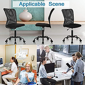Basic Black Mid-Back Mesh Office Chair - Small, Height-Adjustable, Swivel, No Arms, Rolling