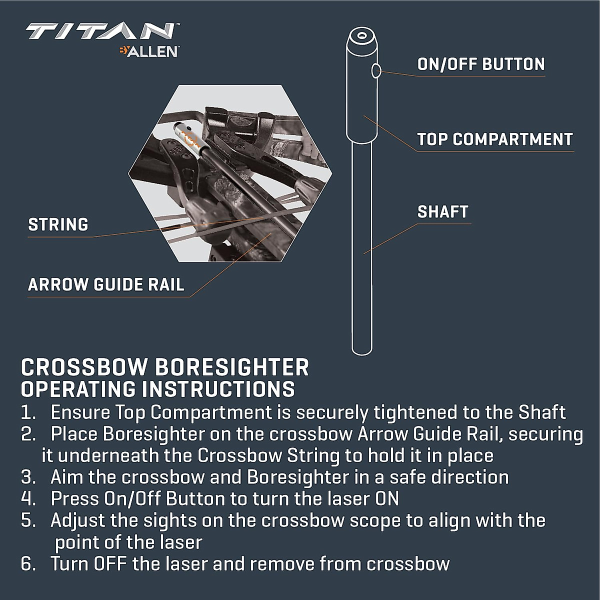 Allen Company Titan™ Crossbow Red Laser Boresighter, Gray/Orange