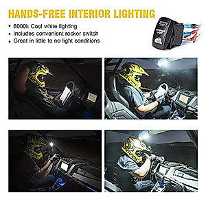 Xprite 13" UTV Ranger Rearview Center Mirror, COB LED Interior Lights & Rocker Switch, Aluminum Rear View Mirrors Compatible with 2017 2018 2019 2020 2021 Polaris Ranger 500 570 900 XP 1000 XP/Crew