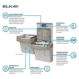 Elkay LZSTL8WSLP Enhanced ezH2O Bottle Filling Station & Versatile Bi-Level ADA Cooler Filtered Refrigerated, Light Gray Granite