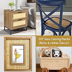 LUSYDECO 24" Width Natural Rattan Cane Webbing Roll 3 Feet Length Closed Weave Rattan Fabric Furniture Woven Rattan Sheets for Crafts Cane Weave Rattan Material Natural Chair Caning (3 FEET)