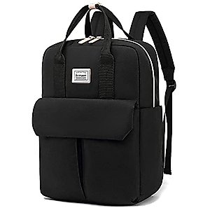 FUXINGYAO Women Laptop Backpack, Durable Travel backpack with Headphone Cable Hole, Anti Theft Backpack for Fits 15.6 Inch Notebook, Multicolor, Black2