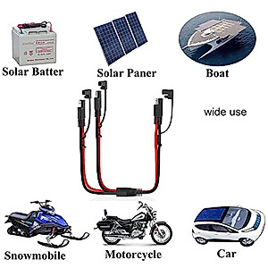 SAE Cable Y Splitter 1 to 2 SAE Extension Cable DC Power Automotive SAE Connector 14AWG for Solar Battery Connection and Transfer 12inch/30c