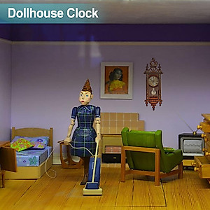 plplaaoo 1:12 Scale Dollhouse Wall Clock, Miniature Dollhouse Vintage Clock Decoration Accessories, Exquisite Wooden Grandfather Clock Living Room Furniture Toy for Doll House Decoration