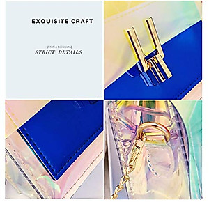 VALICLUD Holographic Clear Crossbody Chain Purse Transparent Iridescent Shoulder Handbag Small Jelly Tote Bag for Women