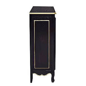 Tdewlye Minimalist Pure Hand Drawn Accent Storage Cabinet with 2 Doors and Solid Wood Legs,for Living Room,Study and Entryway (Black@X)