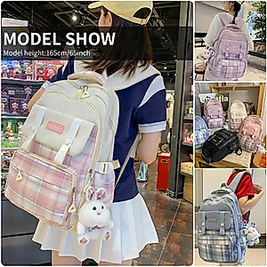 iwhgrmp Kawaii Backpack with Cute Accessories Versatile Big Capacity Cute Aesthetic Travel Backpacks Adorable Lovely Daypack (Blue)