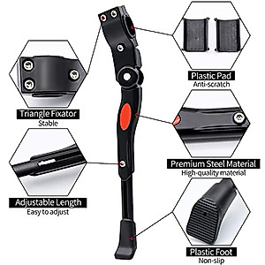 1/2/5/10 Pack Bike Kickstand, Adjustable Bicycle Kickstand with Allen Wrench, Premium Steel Bicycle Stand Fit for 22"-28" Bike (1 Pack)