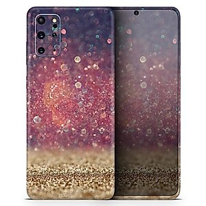 DesignSkinz Red and Blue Unfocused Orbs with Gold Protective Vinyl Decal Wrap Skin Cover Compatible with The Samsung Galaxy S20 (Screen Trim & Back Glass Skin)