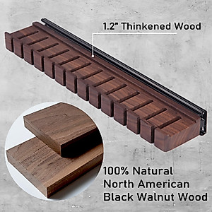 Black Walnut Wood Belt Rack with Slide, Belt Hanger for Closet, Belt and Tie Storage Organizer, Space Saving Wooden Belt Holder, Gift Idea for Husband and Father’s Day
