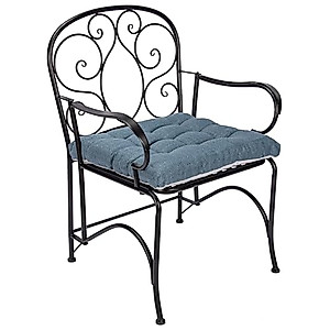 POMIU Outdoor Chair Cushions for Patio and Garden Furniture, Chair Pads Set Premium Comfortable Thick Fiber Fill Tufted Seat Floor Cover (2 Pack, 19" x 19", Dark Blue)