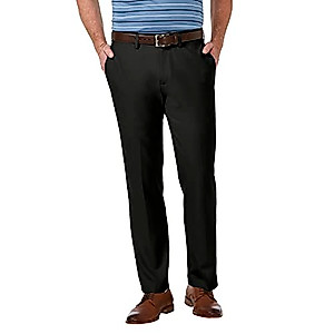 Haggar Men's Cool 18 Pro Straight Fit Flat Front Casual Pant, Black, 36W x 34L