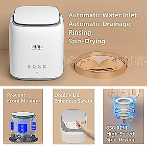 Portable Mini Fully Automatic Washing Machine for Underwear, Panties, and Socks Designed Specifically for Separating Close-Fitting Clothing (ABS-WHITE-GRAY)