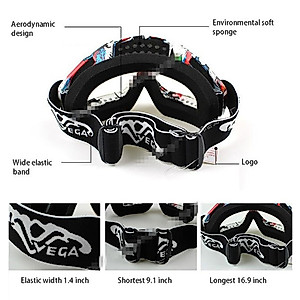 Wonzone Windproof Dustproof Motorcycle Cross Country Sunglasses Snowboard Ski Goggles Adjustable UV Protective Outdoor Glasses Anti-Fog Eyewear Combat Skiing Snow Goggles (Blue)