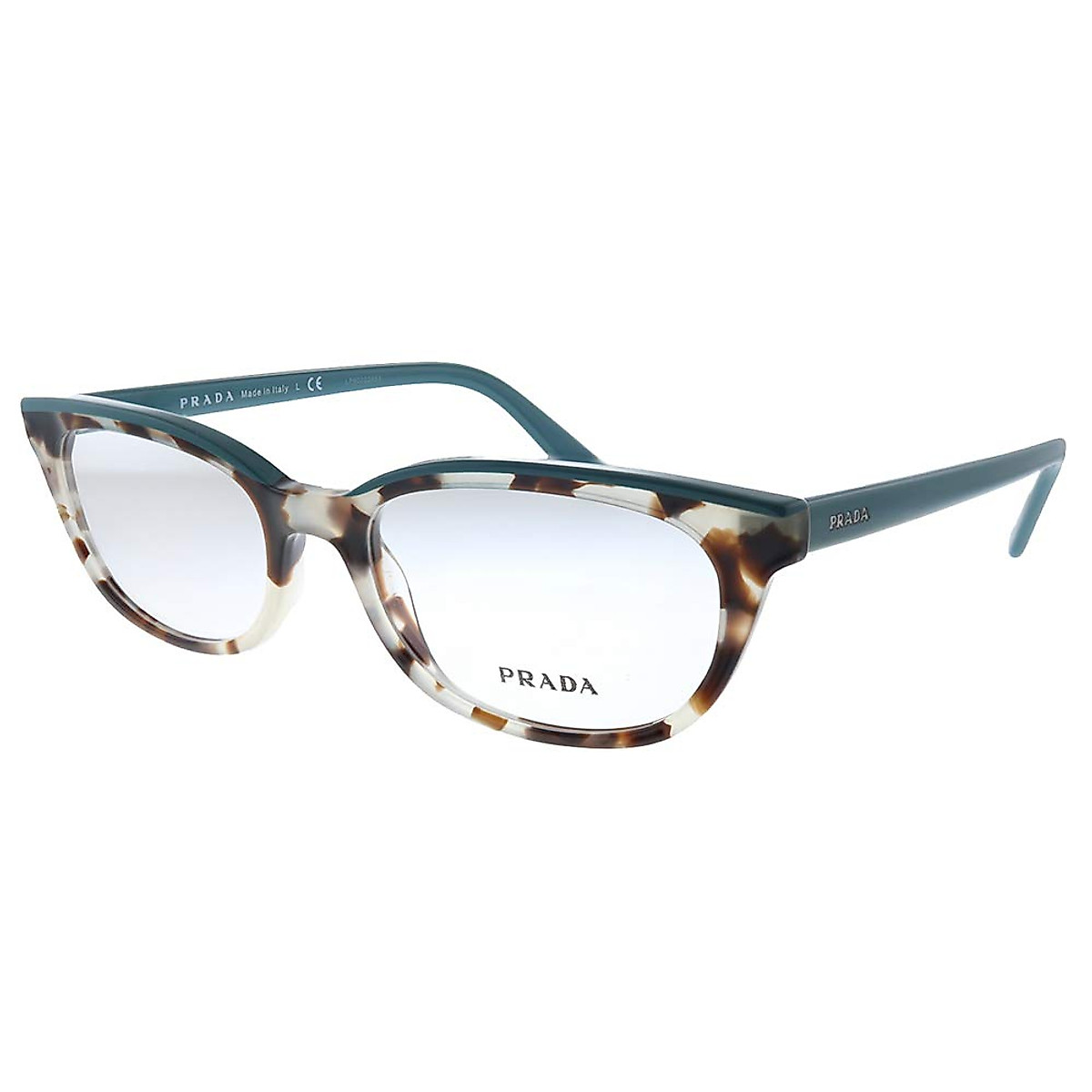 Prada Catwalk PR 13VV 4751O1 Spotted Brown Opal Green Plastic Oval Eyeglasses 51mm