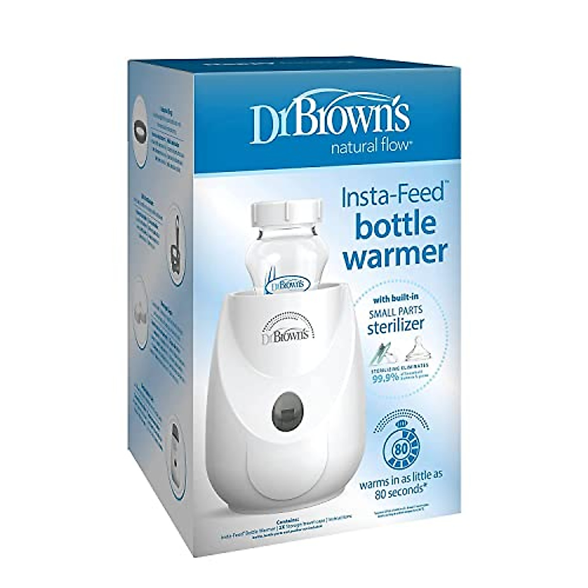 Dr. Brown’s Insta-Feed Bottle Warmer and Sterilizer with Microwave Steam - for Baby Bottles, Nipples, Bottle Parts, Pacifiers, Teethers and Breast Pump Parts