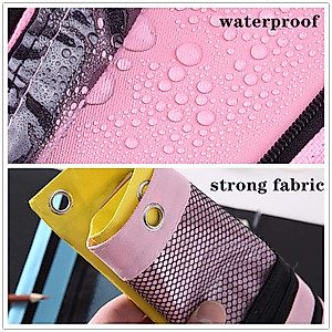 SORDIM 3 Ring Binder Pencil Pouch, 2 Pack Pencil Pouches with Zipper-Pencil Case with Double Pocket and Mesh Window (pink and grey)