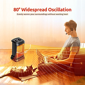 EVELYN Oscillating Space Heater, 1500W Electric Heaters Portable with Thermostat, Safe and Quiet, PTC Fast Heating Ceramic Room Small Heater Fan for Home Office Indoor Use