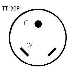 Parkworld 67867 NEMA TT-30P to L14-30R 1-Piece Adapter, RV 30A TT-30 Male Plug to Generator 30A 4-Prong L14-30 Female Receptacle
