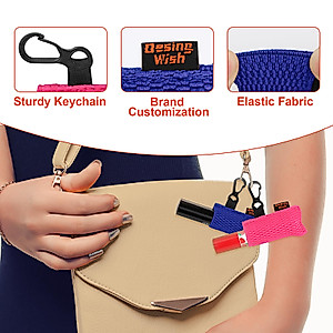 Desing Wish 6 Pack Chapstick Holder Keychain Clip On Lipstick Sleeve Anti-Lost Lip Balm Holder Key Chain Elastic Sleeves for Keys/Purse/Bag/Badge Holder