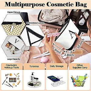 AUNOOL Tote Bag for Women - Grandma Birthday Gifts Initial Embroidery Canvas Bag Makeup Bag, Personalized Gifts for Friends Female Teacher Appreciation Gifts, Reusable Gift Bag Bridesmaids Gift, J