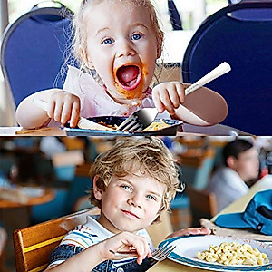 8 Pieces Kids Utensils Stainless Steel Kids Toddler Flatware Kids Spoon and Fork Set Includes 4 Spoon and 4 Fork with Smile Mirror Polished for Children Daily Use Preschooler (Silver)