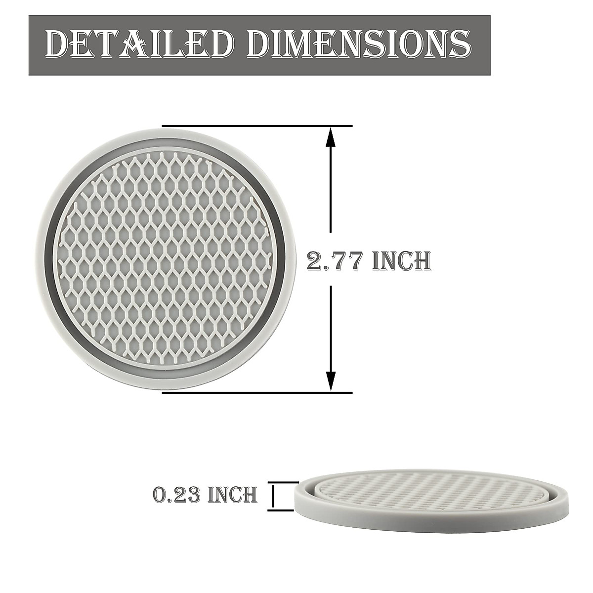 SINGARO Car Cup Coaster, 4PCS Universal Non-Slip Cup Holders Embedded in Ornaments Coaster, Car Interior Accessories, Gray