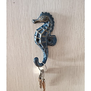WINTENT Turquoise Patina Cast Iron Seahorse Wall Hooks