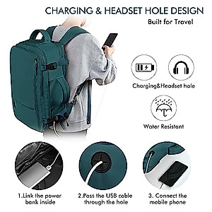 Beraliy Large Travel Backpack, Flight Approved Personal Item Bag, 17 Inch Laptop Backpack, 40L Carry On Luggage Daypack, Business Weekender Overnight Bag, Peacock Blue