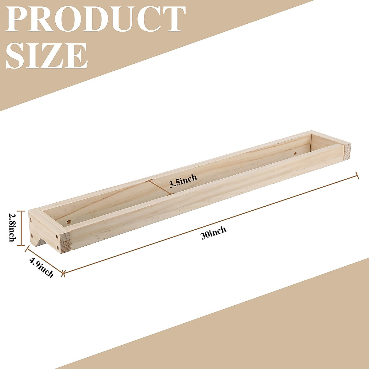 Wenqik 4 Pcs Wall Mounted Shoe Rack 30 Inch Rustic Wood Wall Hanging Shoe Rack Space Saving Footwear Holder Shoe Storage Organizer for Mudroom, Entryway, Closet (Wood Color)