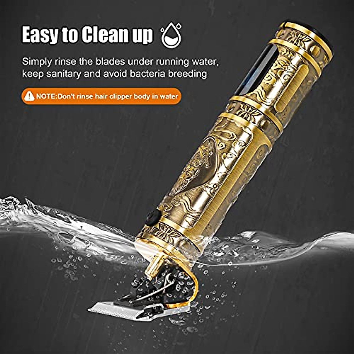 Hair Clippers for Men, oupool Professional Cordless Hair Trimmer - Electric T-Blade Beard Trimmer Shaver Edgers Zero Gapped Mens Grooming Kit Rechargeable LCD Hair Cutting Kit - Gifts for Men(Gold)