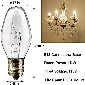 Salt Lamp Bulbs, 15 Watt Night Light Bulbs - C7 Replacement Bulbs for Scentsy Wax Warmer, Dimmable Scentsy Light Bulbs, E12 Bulbs for Household Salt Lamps, 24 Packs