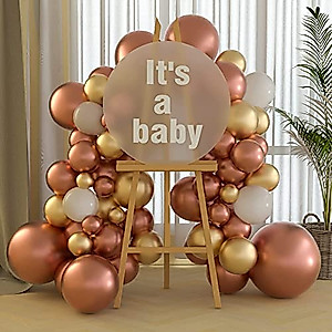 Rose Gold Balloons 92pcs Metallic Rose Gold Balloon Garland Arch Kit 5/10/12/18 Inch Different Sizes Rose Gold Latex Balloon For Wedding Girls Engagement Birthday Bachelorette Party Decorations
