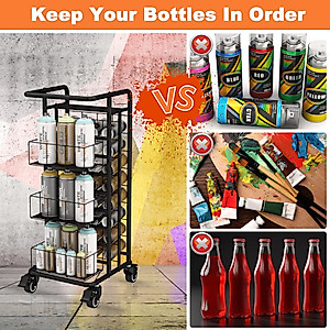 yeshine 32 Can Spray Paint Cart Spray Paint Storage Rack Metal Spray Can Holders Heavy Duty Spray Paint or Lube Can Aerosol Can Holder Spray Paint Can Rack Organizer for Garage and Craft Workroom