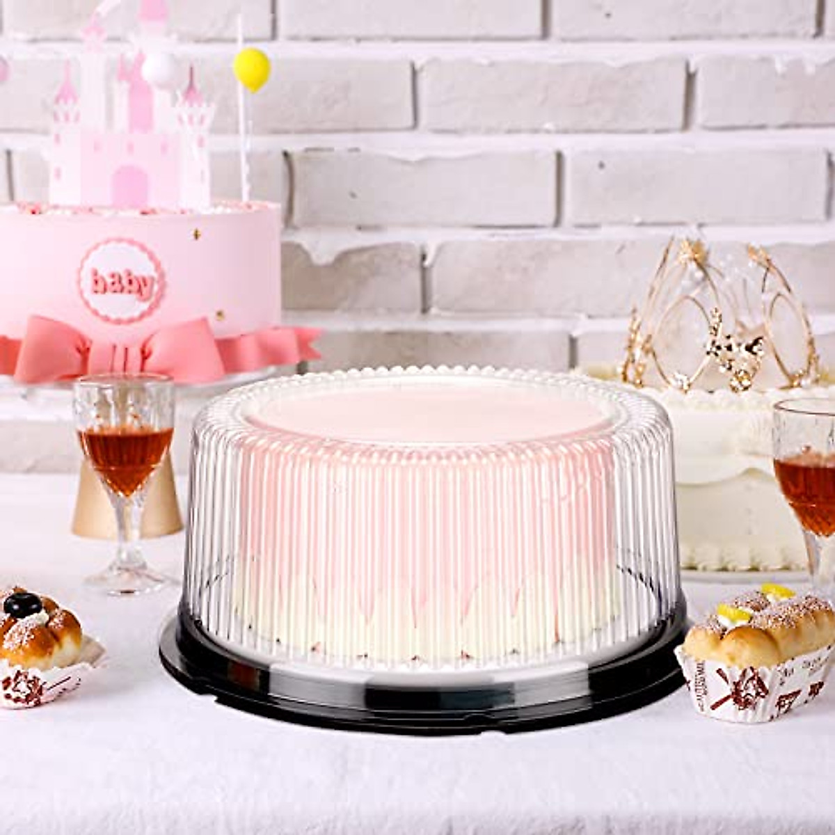 20 Pieces Round Cake Carrier 10 Inch Plastic Containers for Cake Clear PET Cake Transport Container Disposable Cake Containers Carriers with Dome Lids Cake Holder Display Containers for Transport