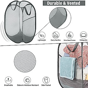 BATTOO 3 Pack Collapsible Laundry Basket Strong Mesh Pop Up Laundry Hamper for Laundry Foldable Hampers with Side Pocket Reinforced Handles for Bathroom, Kids Room, College Dorm or Travel Grey