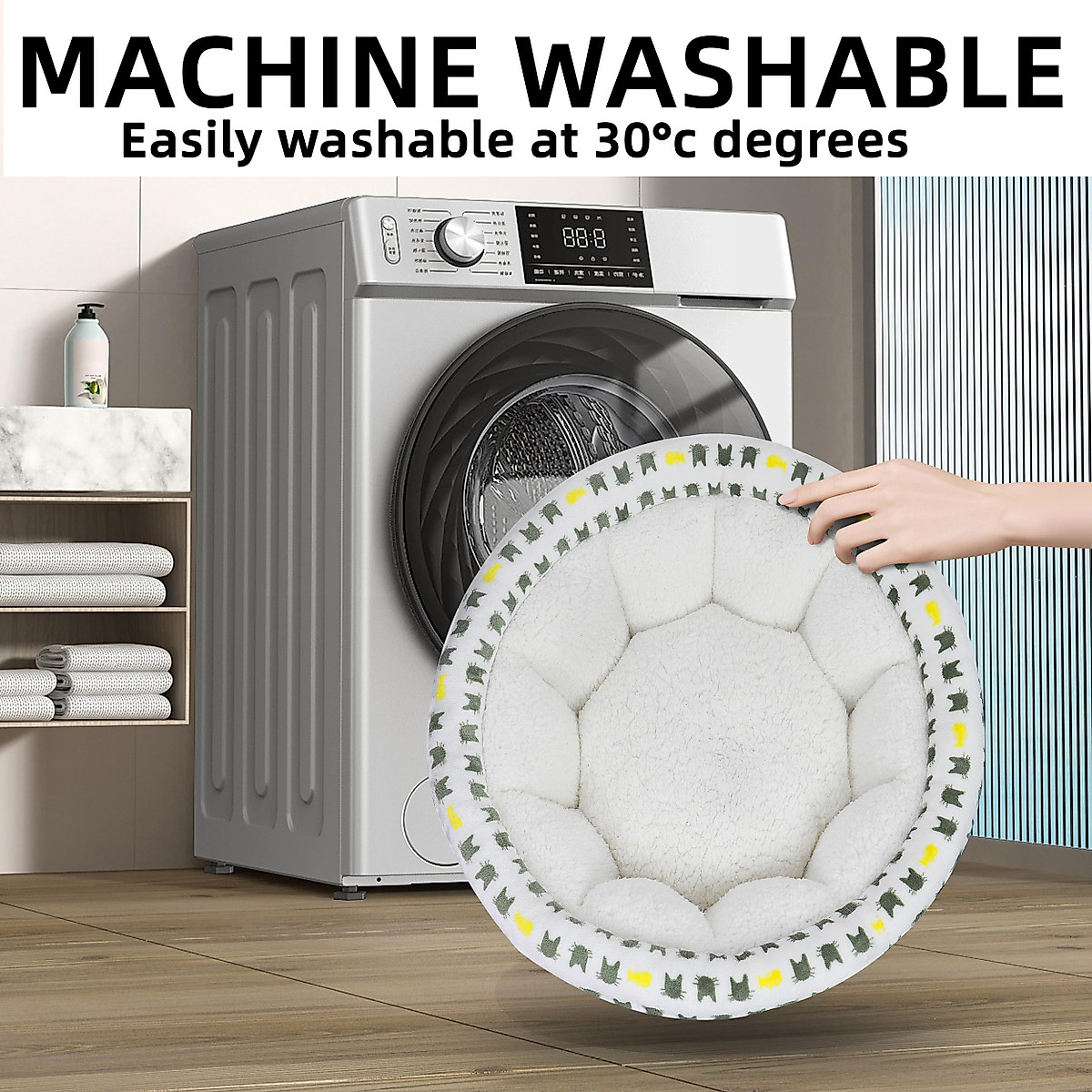 AIWIKIDE Super Soft Small Dog Bed & Cat Bed, Anti-Anxiety Puppy Cuddler Bed, Cozy Round Fluffy Plush Pet Bed, Machine Washable Faux Fur Donut Cuddler Cat Bed …