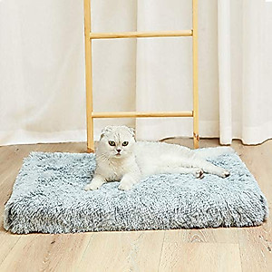 Pet Blanket Bed Pad Dog Blanket Mat Waterproof Washable Plush Square Dogs Cats Pets Warm Sleeping Bed Cover Mat for Dogs Cats - White + Grey M