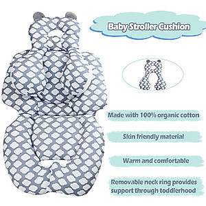 KAKIBLIN Stroller Cushion Toddler Car Seat Insert, Baby Stroller Pillow, Toddler Seat Pad Car seat Neck Support Cushion for Toddler (Cloud)