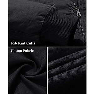 EKLENTSON Jacket Winter For Men Military Jacket Bomber Jacket Lightweight Windproof Windbreaker Black