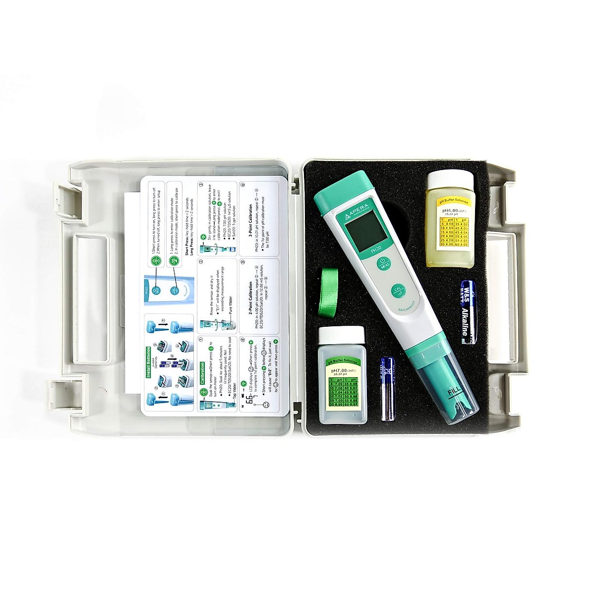 APERA INSTRUMENTS AI209 Value Series PH20 Waterproof pH Tester Kit, ±0.1 pH Accuracy & n Buffer Solution Kit (pH 4.00 & 7.00), Plus 4oz. 3M KCL Storage Solution for pH/ORP Electrodes