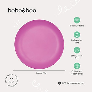Bobo&Boo Bamboo Kids Plates (7.8inch), Set of 4 Eco Friendly Toddler Plates :: Non Toxic Children’s Dinnerware for Babies & Big Kids :: Mix and Match :: Great Gift for Baby Showers & Birthdays, Sunset