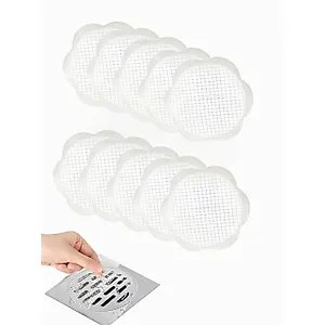 4" X 4" Flower Shape Disposable Hair Drain Stickers, Shower Drain Cover Hair Catcher Mesh Stickers, Floor Drain Filter Stickers Hair Catcher, Hair Drain Sticker for Bathroom, Laundry, Bathtub 10Pcs